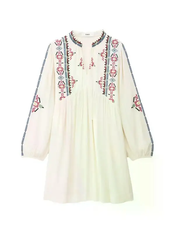 Ba&sh Telma Embroidered V-neck Dress - Neutrals