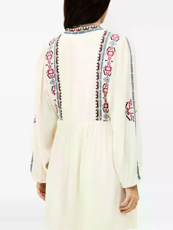 Ba&sh Telma Embroidered V-neck Dress - Neutrals