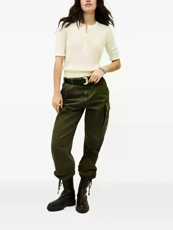 Ba&sh Viola Ruffled Polo Top - Neutrals
