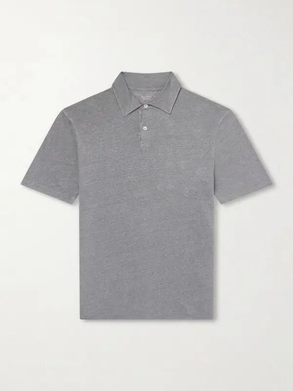 Hartford Knitted Linen Polo Shirt - Gray