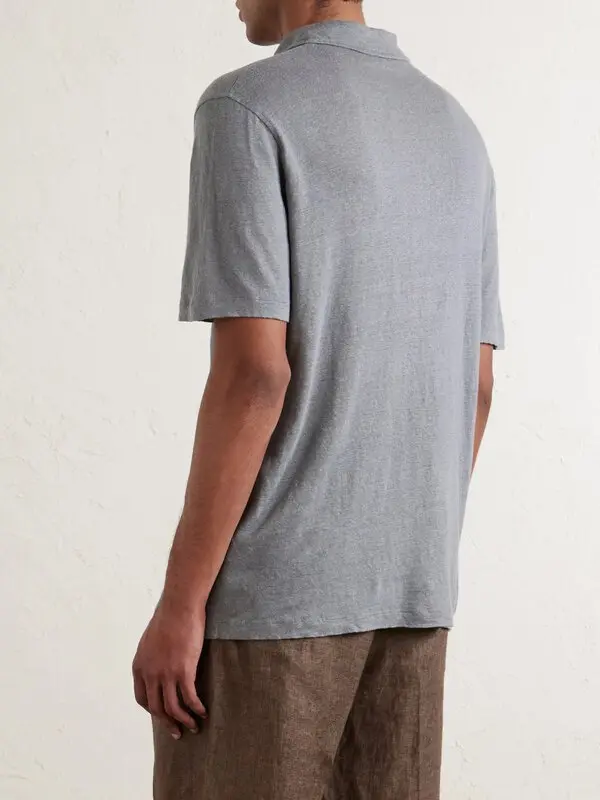 Hartford Knitted Linen Polo Shirt - Gray