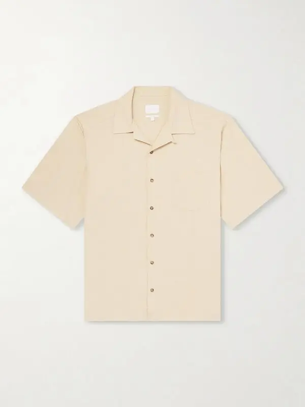 A.p.c. Jude Camp-collar Organic Cotton And Linen-blend Shirt - Neutrals