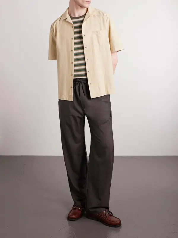 A.p.c. Jude Camp-collar Organic Cotton And Linen-blend Shirt - Neutrals