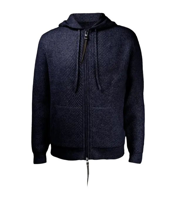 ALAN SCOTT Cashmere Feather-rib Hoodie