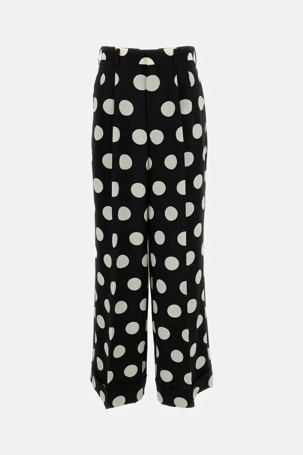 Junya Watanabe Wide-leg Polka Dot Trousers - Black