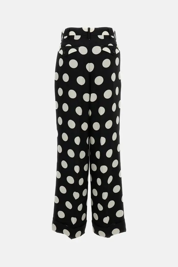Junya Watanabe Wide-leg Polka Dot Trousers - Black