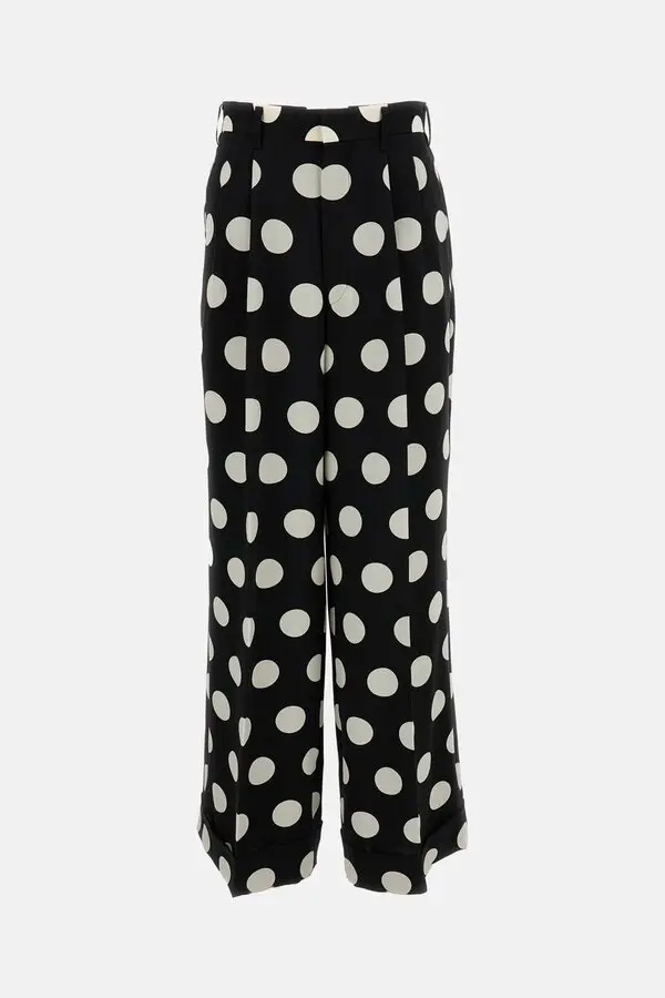 Junya Watanabe Wide-leg Polka Dot Trousers - Black