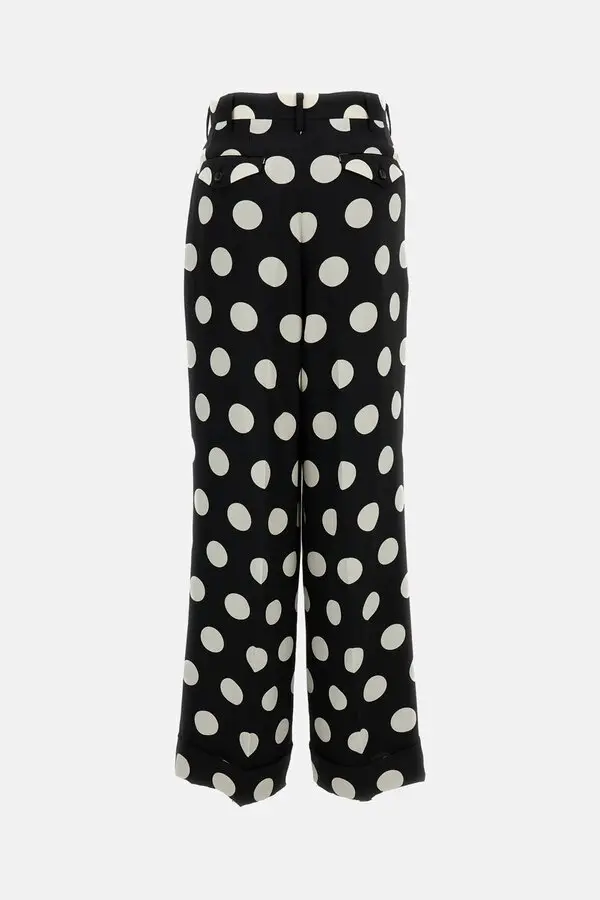 Junya Watanabe Wide-leg Polka Dot Trousers - Black