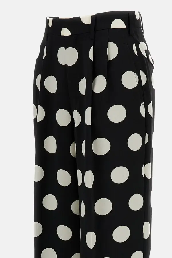Junya Watanabe Wide-leg Polka Dot Trousers - Black