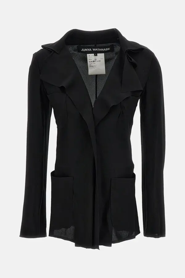 Junya Watanabe Fluid-fabric Jacket With Deconstructed Lapels - Nero
