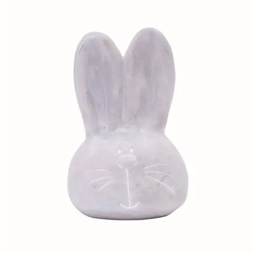 GALLERIE II Smiling Easter Bunny Head Cement Decorative Figurine 6.1 - Gray