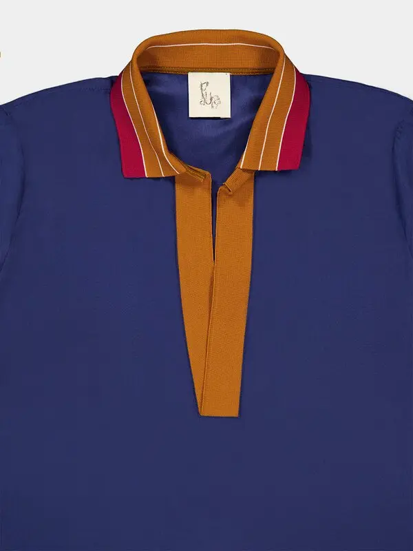 PAULA Diane Silk V-neck Top - Blue