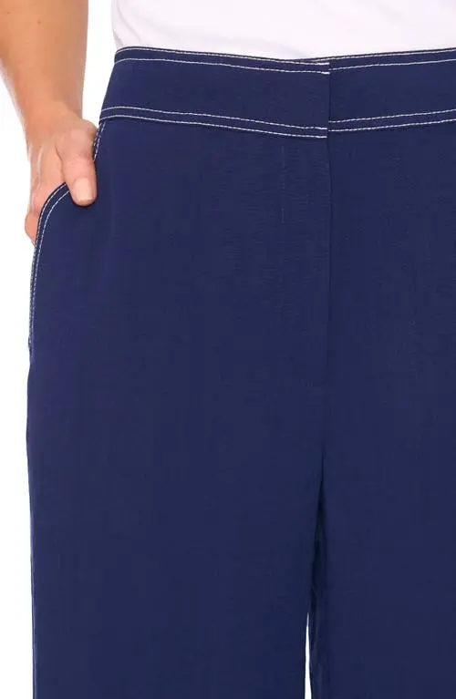 Halogen Contrast Stitch Cropped Straight Leg Trousers