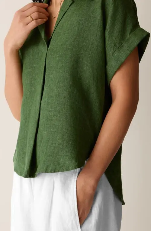 Eileen Fisher Notch Collar Organic Linen Top