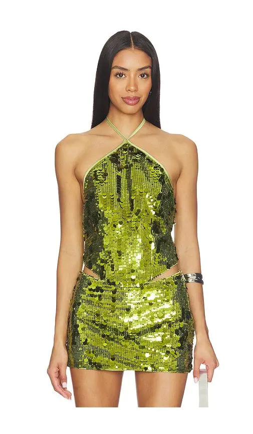 NIA Sequin Embellished Halter Neck Top
