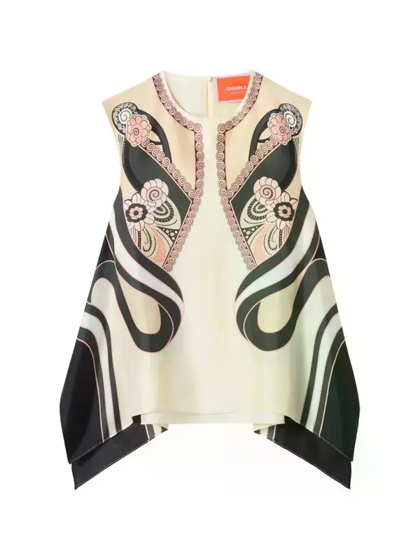 La DoubleJ Floral Pattern Trapeze Top - Neutrals