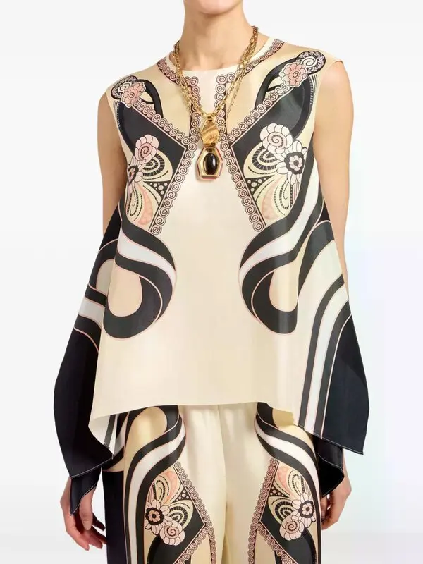 La DoubleJ Floral Pattern Trapeze Top - Neutrals