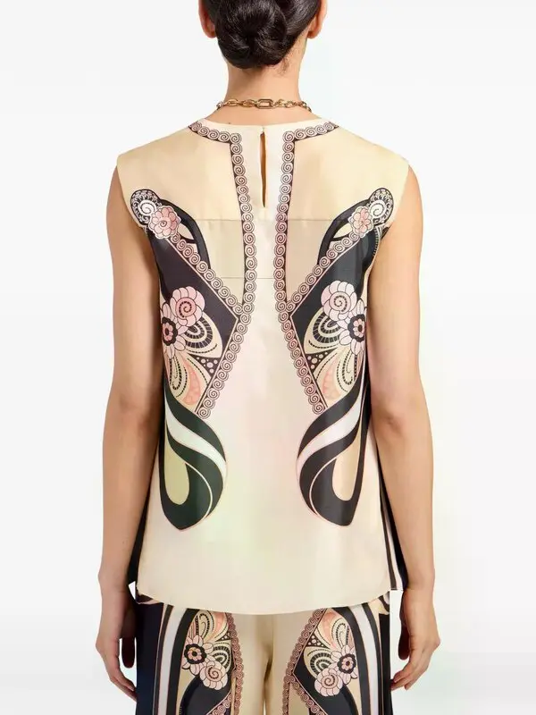La DoubleJ Floral Pattern Trapeze Top - Neutrals