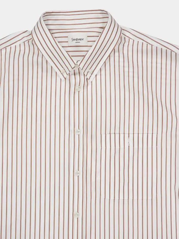 Saint Laurent Cassandre Striped Cotton Poplin Shirt