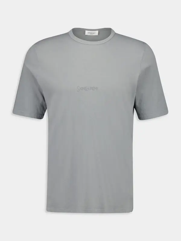 Saint Laurent Short-sleeve Crewneck Cotton T-shirt - Grey