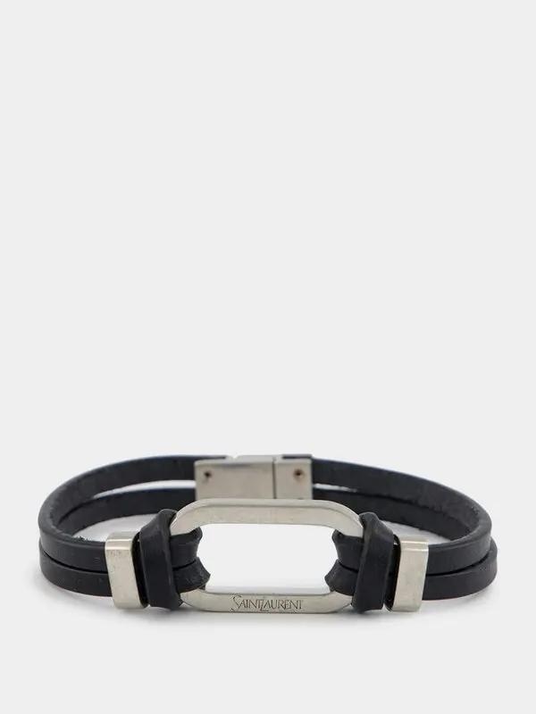 Saint Laurent Oval Ring Bracelet - Black