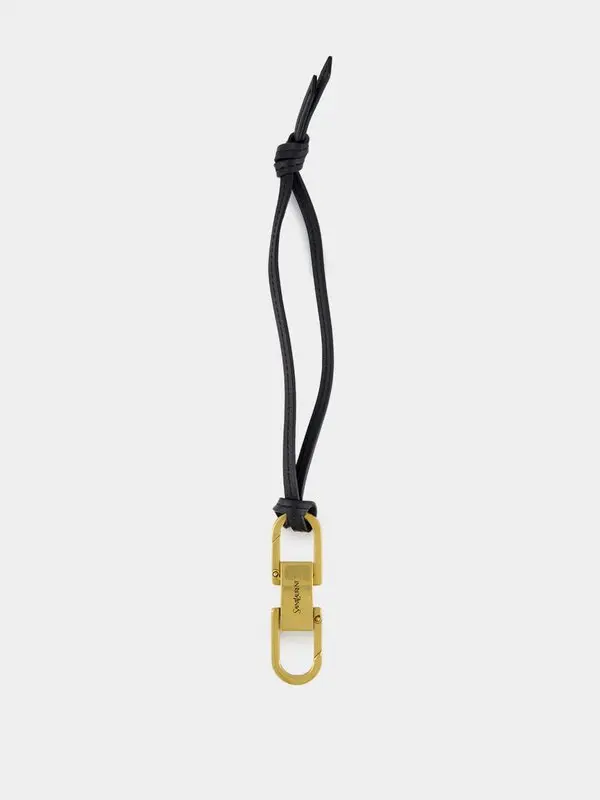 Saint Laurent Kiss Kiss Key Chain In Black And - Gold