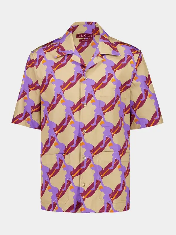 Gucci Beige Printed Cotton Shirt - Multicolour