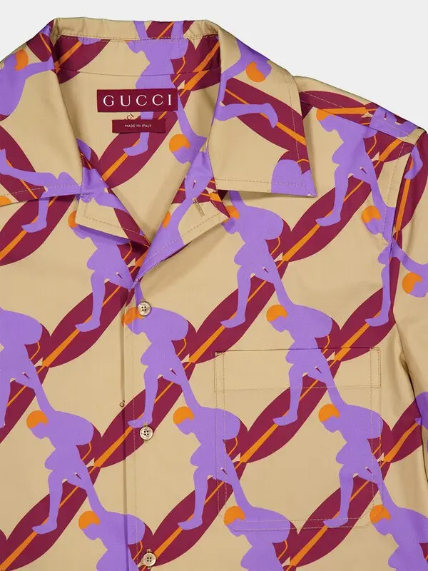 Gucci Beige Printed Cotton Shirt