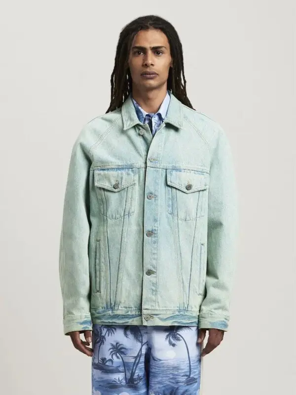 Palm Angels Overdyed Loose Denim Jacket - Blue