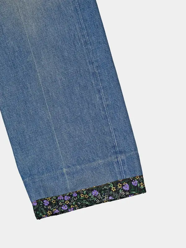 Valentino Garavani Medium Denim Trousers With Floral Detail - Blue