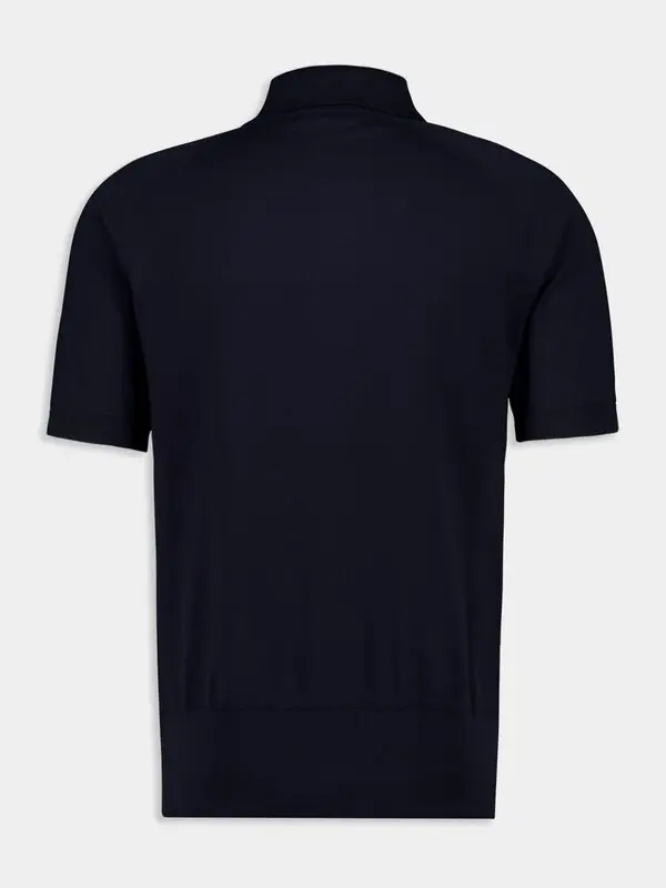 PIACENZA CASHMERE 1733 Navy Short-sleeve Button-up Shirt - Blue