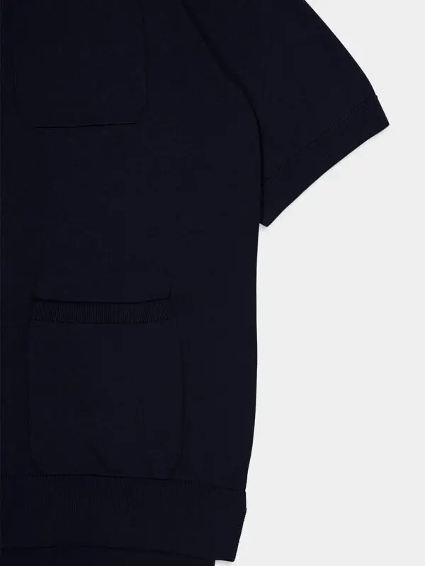 PIACENZA CASHMERE 1733 Navy Short-sleeve Button-up Shirt - Blue