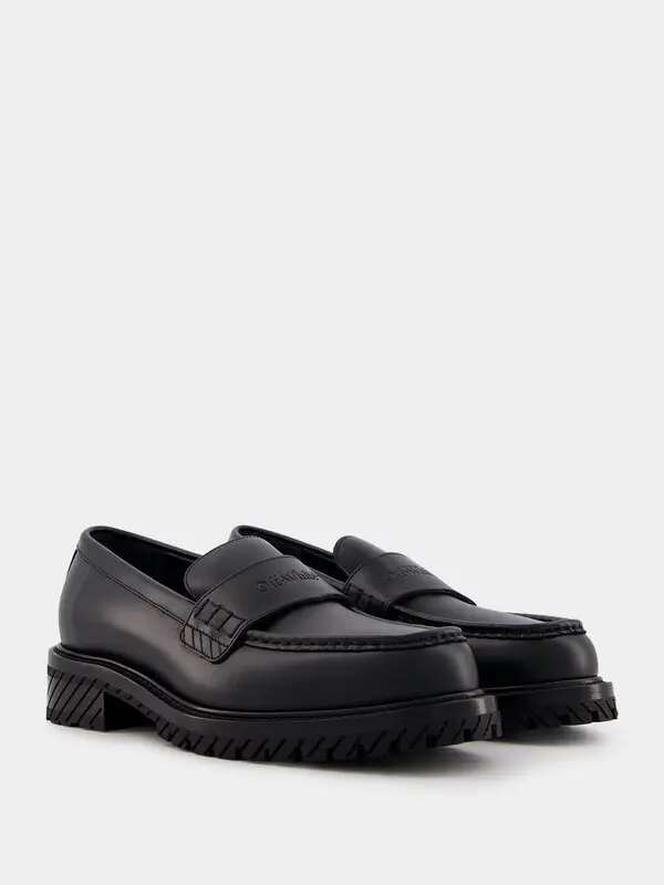 Off-White Leather Loafers With Debossed Logo