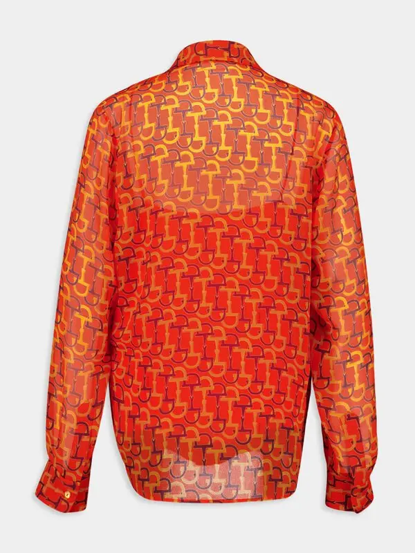 Gucci Printed Silk Shirt With Horsebit Motif