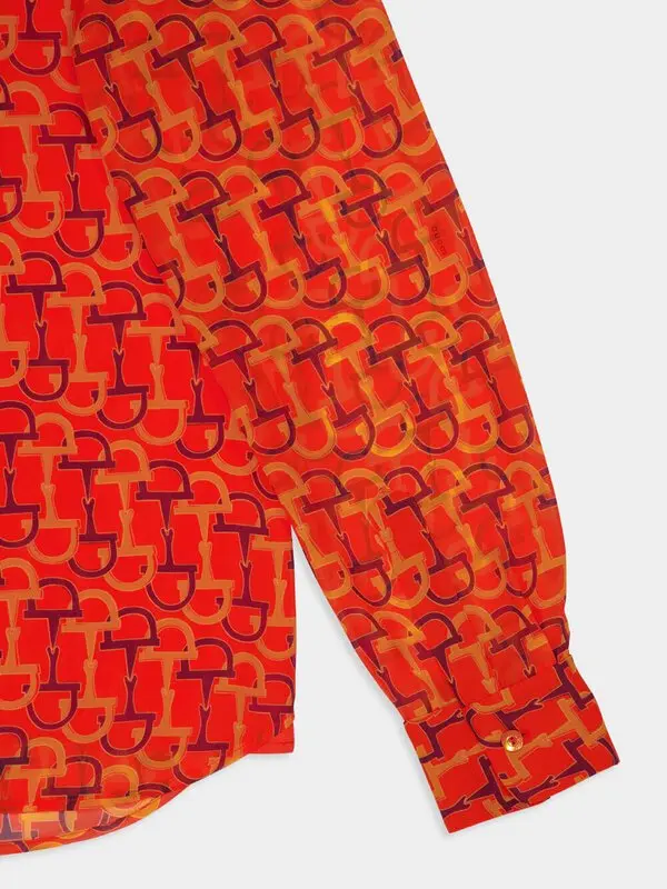 Gucci Printed Silk Shirt With Horsebit Motif