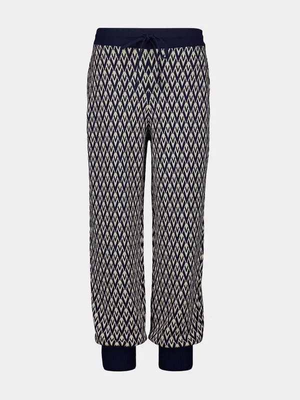 Valentino Garavani Jacquard Wool Knit Trousers - Blue