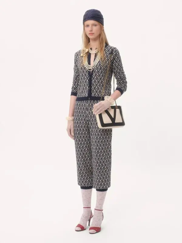 Valentino Garavani Jacquard Wool Knit Trousers - Blue
