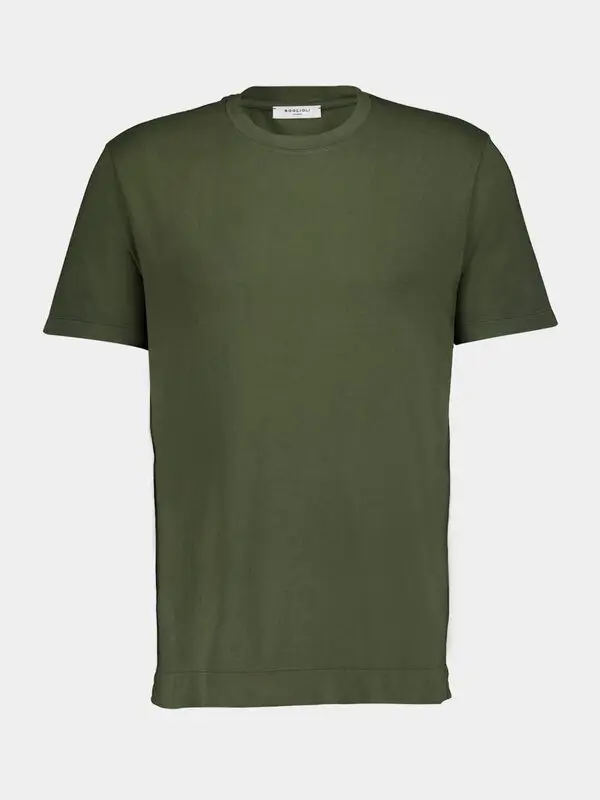 Boglioli Olive Cotton Crew Neck T-shirt - Green