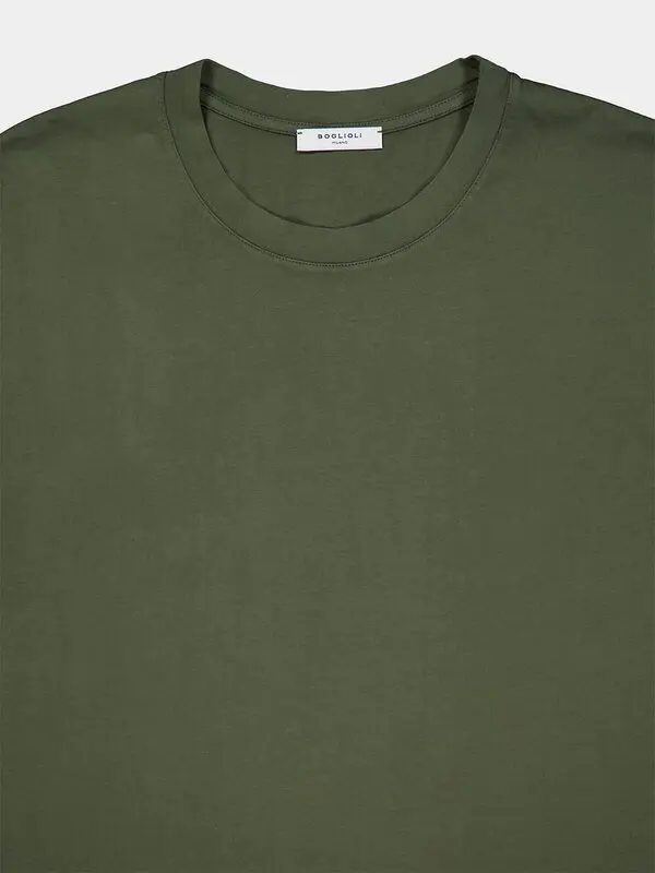 Boglioli Olive Cotton Crew Neck T-shirt - Green