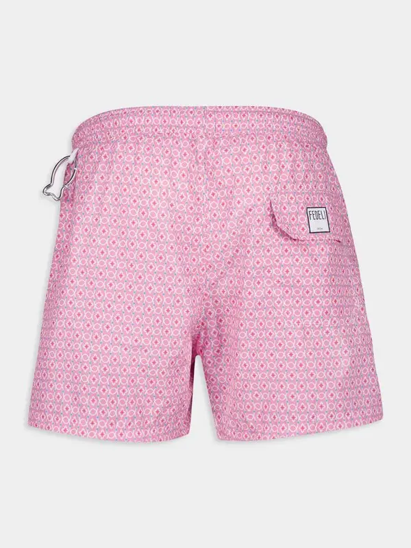 Fedeli Madeira Vintage Pattern Sustainable Swim Trunk - Pink