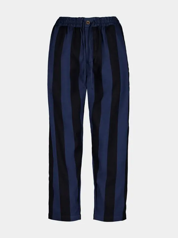 MARRAKSHI LIFE Striped Cotton Trousers - Blue