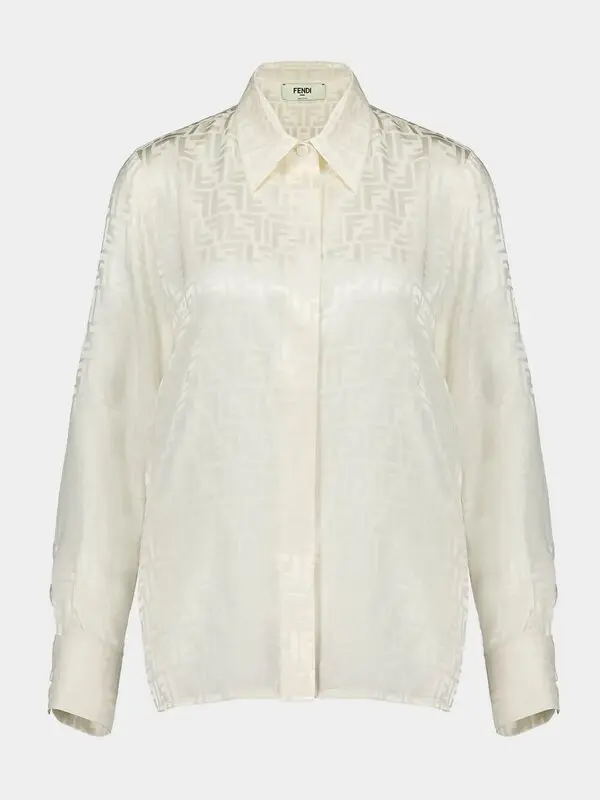Fendi Ff Motif Silk Shirt - Cream
