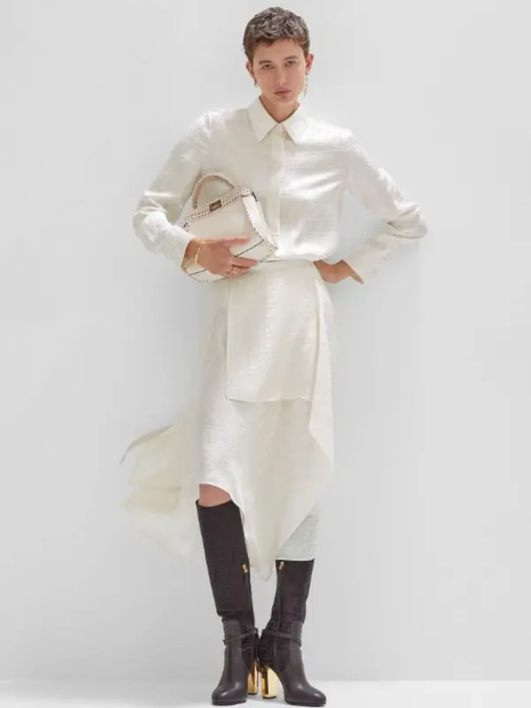 Fendi Ff Motif Silk Shirt - Cream