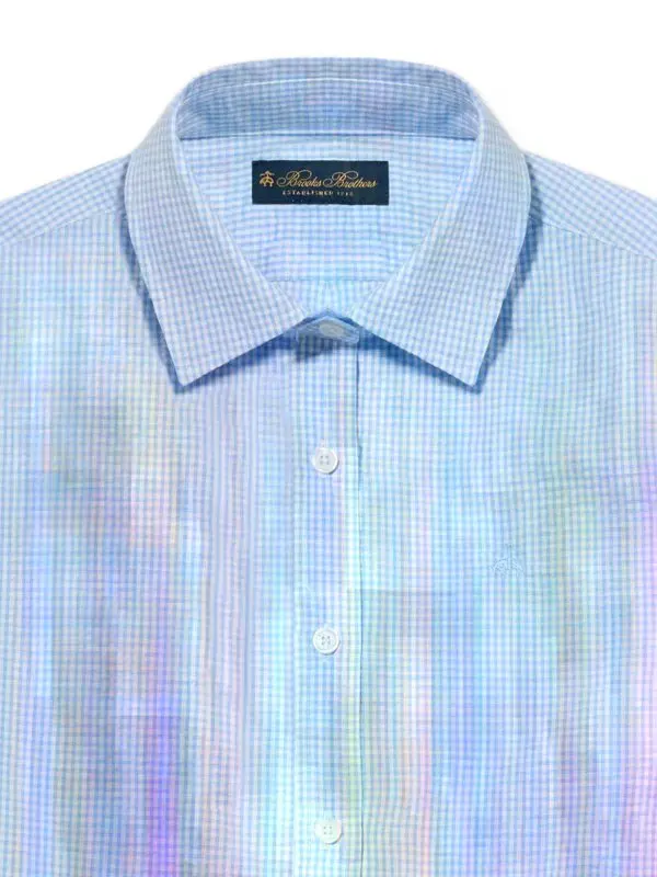Brooks Brothers Logo-embroidered Micro-checked Shirt
