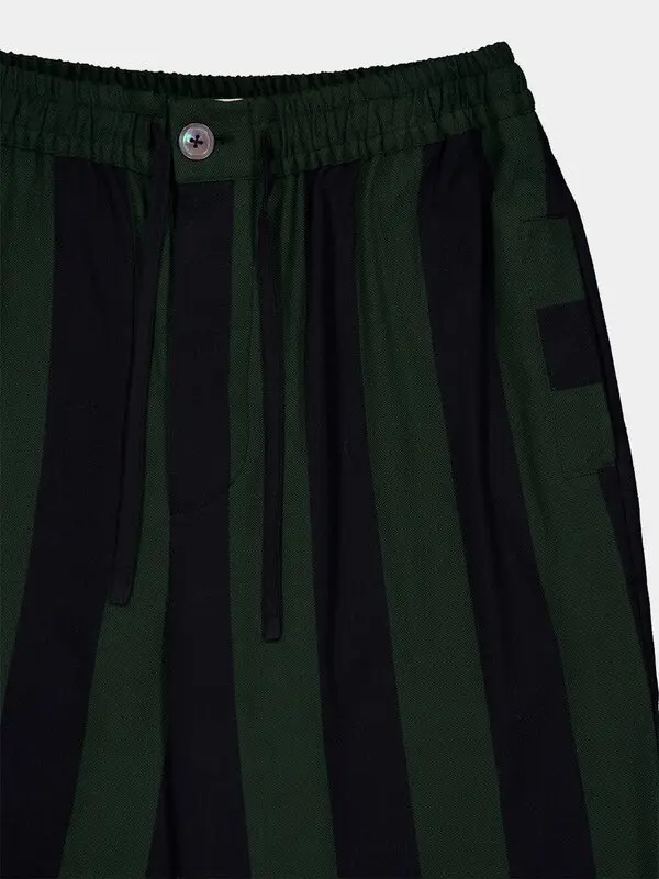 MARRAKSHI LIFE Striped Cotton Trousers - Green