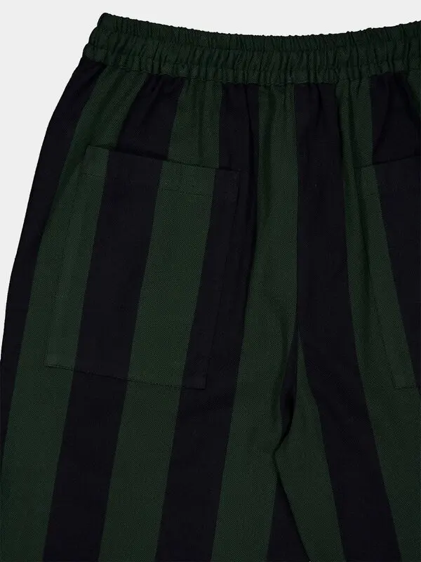 MARRAKSHI LIFE Striped Cotton Trousers - Green
