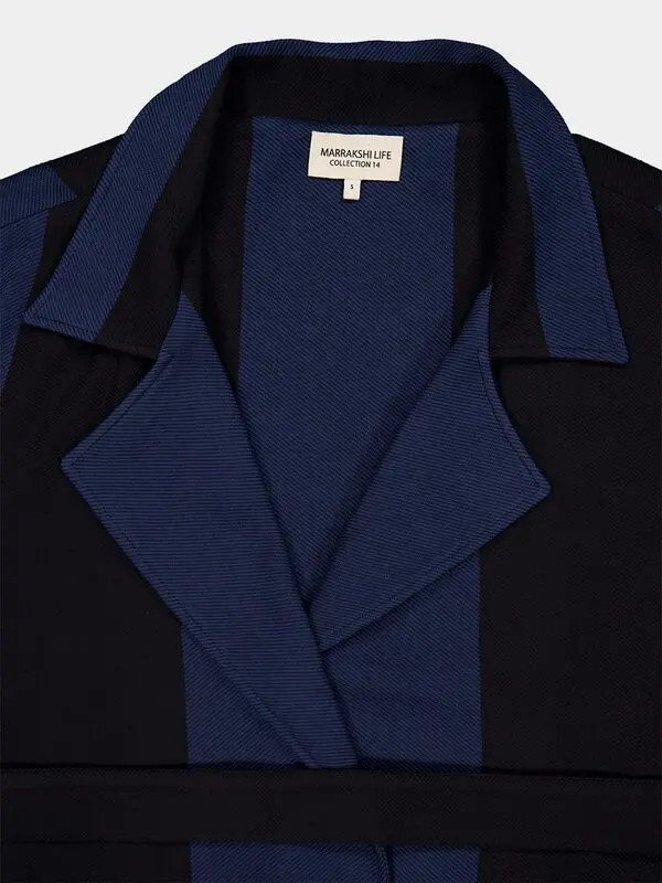 MARRAKSHI LIFE Color Blocked Belted Coat - Blue