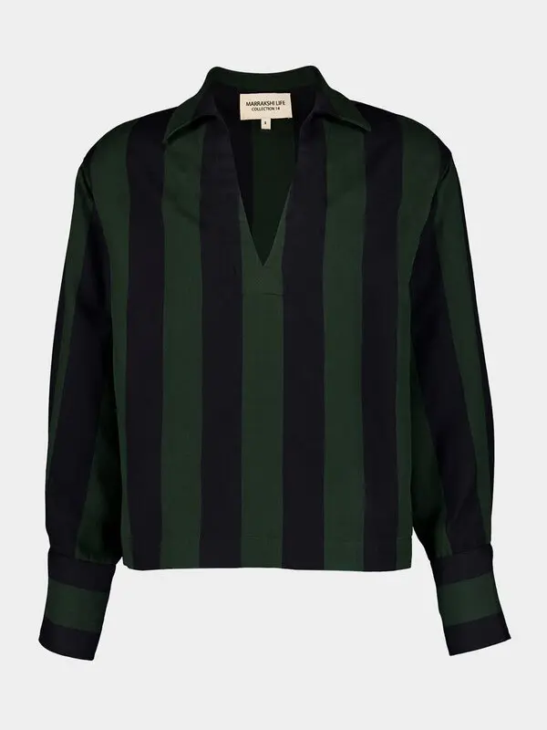 MARRAKSHI LIFE Striped V-neck Blouse