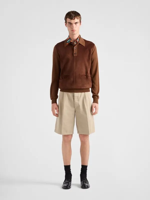 Prada Cord Cotton Bermuda Shorts - Beige