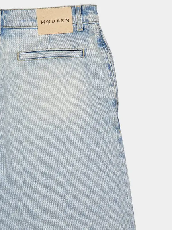 Alexander McQueen Washed Denim Shorts - Blue